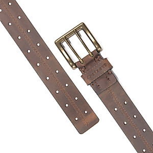Carhartt Casual Perf Belt for Men, Available in Multiple Styles, Colors & Sizes, Saddle Leather Double Prong (Brown), 44