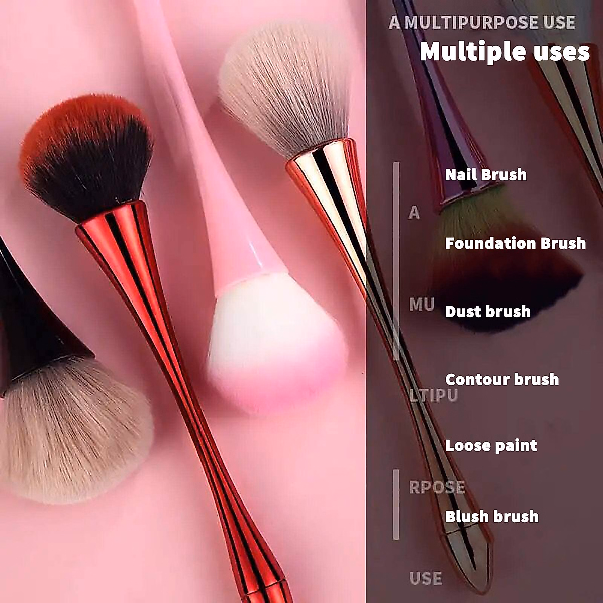Large Powder Mineral Brush Nail Art Dust Brush Foundation Makeup Brush Powder Brush and Blush Brush for Daily Makeup (colour)