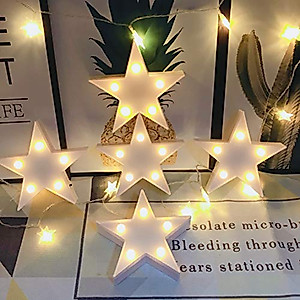 QiaoFei LED Plastic Star Night Light,Nursery Light Wall Decor for Christmas,Birthday Party,Kids Room, Baby Room Table Lamp(White)