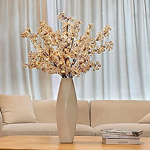 Sunm Boutique Silk Cherry Blossom Branches, Artificial Cherry Blossom Tree Stems Faux Cherry Flowers Vase Arrangements for Wedding Home Decor, Set of 3
