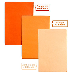 Whaline 120 Sheet Assorted Orange Tissue Paper 15 x 20 Inch Wrapping Paper Decorative Gift Wrap Tissue Paper Art Paper Crafts for Halloween Autumn Thanksgiving Fall Harvest Holiday Pompom