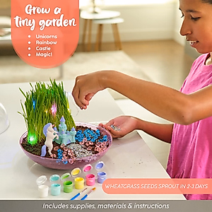 Bryte Light Up Unicorn Terrarium Kit for Kids - Grow Plant, Castle, Paint Set, Crystal Rock, Fairy Garden Lights, Arts & Crafts, STEM Activities, Birthday Gifts, Toys for Girls Aged 4 –12 yrs