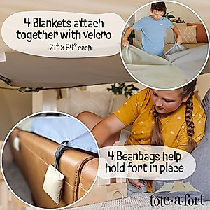Tote a Fort Earthy XL Blanket Fort Building Kit - Portable Playhouse Play Tent Fort - Indoor & Outdoor Toy Set for Ages 4-12+ - STEM Toy - 4 Blanket Set