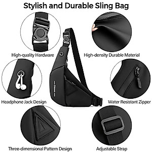 Peicees Crossbody Sling Bag for Men Women Lightweight Hiking Backpack Purse Waterproof Shoulder Bag Slim Chest Bags Small