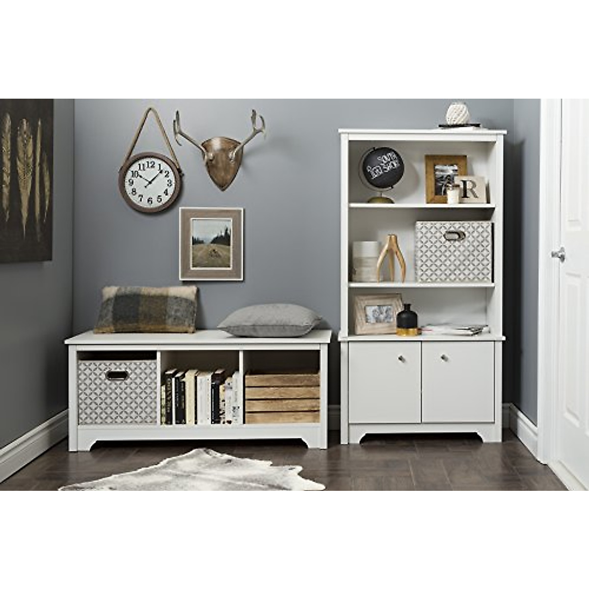 South Shore Vito Cubby Storage Bench, Pure White