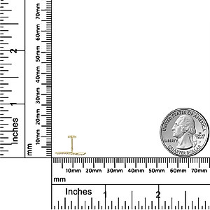 AVORA 14K Yellow Gold Simulated Diamond CZ "S" Curved Bar Cartilage Piercing Flat Back Earring Body Jewelry (18 Gauge)
