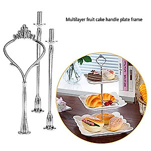 (Pack of 3) Multi-tiers Cake Cupcake Tray Stand Handle Fruit Plate Hardware Fitting Holder(3-tiers Crown-Silver)