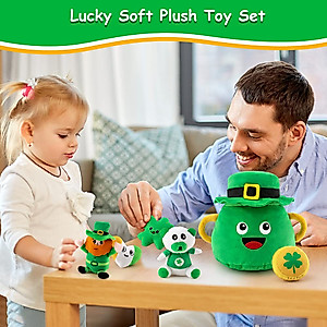 teytoy Baby St.Patrick's Day Toy 6PSC, Baby Plush Toys for Toddlers Pot Stuffed Leprechaun Toy, Ireland Shamrock, Shamrock Teddy Bear, Coin, Irish Baby Gift for Toddler Infant Newborn Party Decor