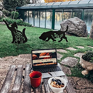 Metal Black Cat Stake Garden Garden Statue, Yard Decoration Art Lawn, Cat Gifts for Cat Lovers, Outdoor Home Decoration Metal Animal Statue