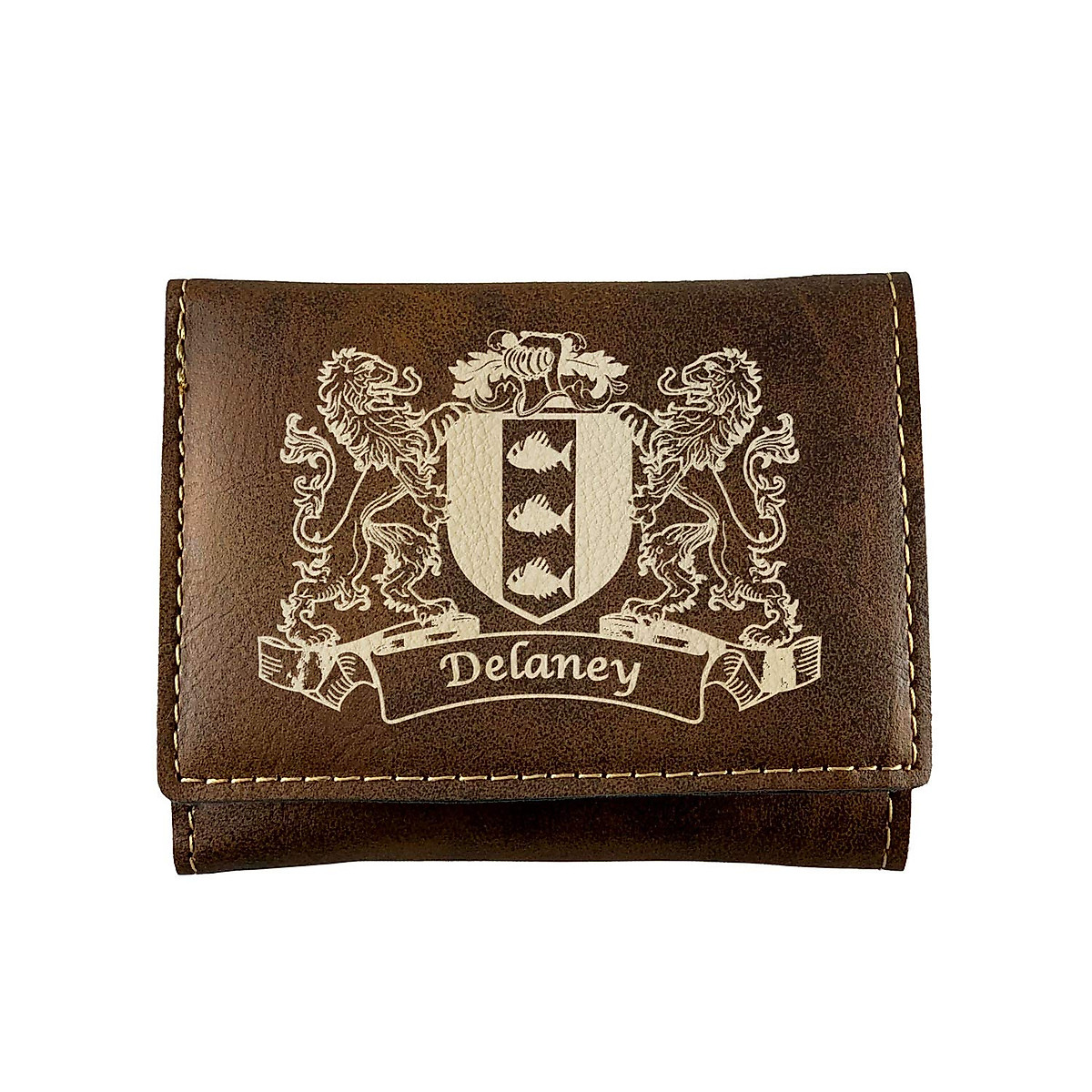 Delaney Irish Coat of Arms Rustic Leather Wallet