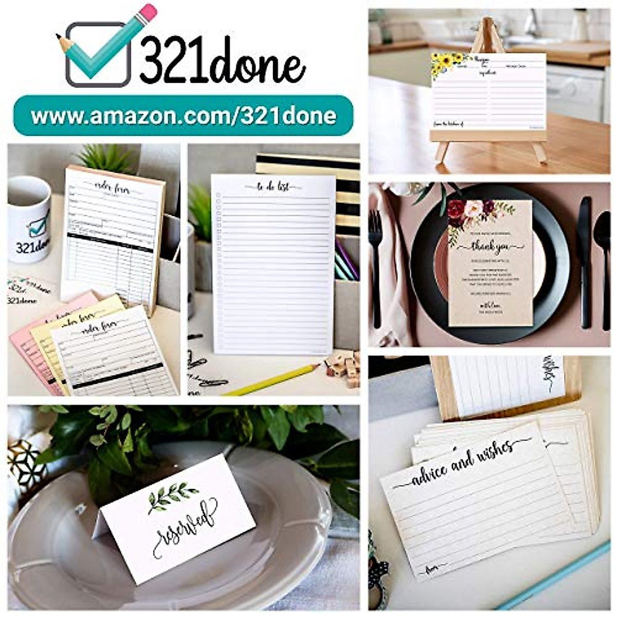 321Done To Do List Notepad 5.5x8.5, Simple Checklist, Made in USA, Cute Modern Design for Organizing, Planning, 50 Sheets, College Ruled, Thick Heavy Paper