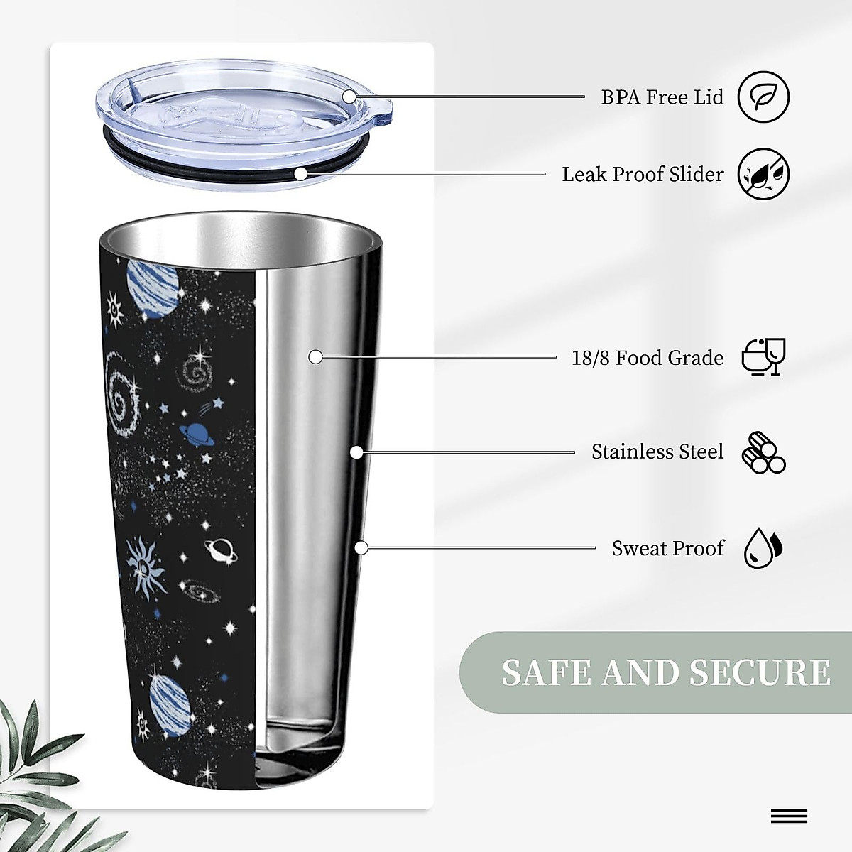 JASROTAO Space Galaxy Tumbler,Galaxy 20oz Stainless Steel Insulated Travel Tumbler,Travel Coffee Mug with Lid and Straw Water Bottle Drink Tumbler Cups Gifts for Women Men