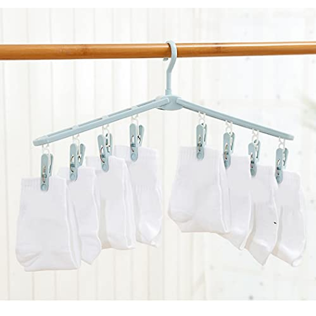 Fineget Collapsible Travel Shorts Skirt Shirt Socks Hangers with Clips Foldable Pants Clothes Plastic Suit Hangers Non Slip Closet Blue Organizer Retail Displays Blue 2 Pcs