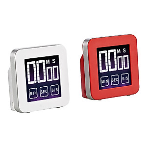 Cook N Home Touch Screen Digital Kitchen Timer Red and White, 2-pack
