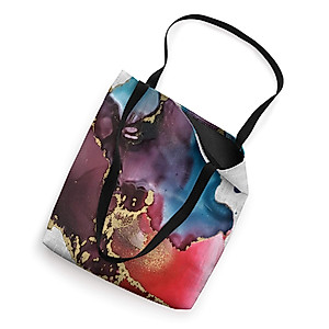 Red, Purple & Blue Modern Art Alcohol Ink Distressed Pattern Tote Bag