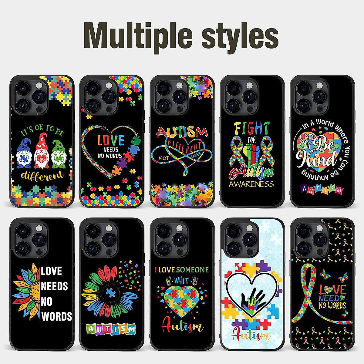Autistic Awareness Phone Cases Best Gifts for Adult Autism Love Need No Words Cover for Samsung Galaxy S10 S20 S21 S22 S23 S24 S25 Ultra Plus FE Edge | for iPhone Moto for Pixel