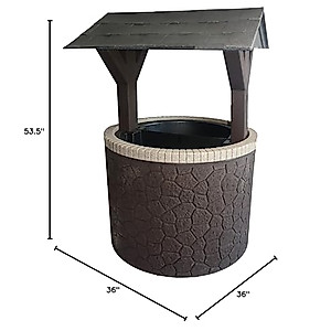 TankTop Covers Decorative Wishing Well Septic, Well, Lawn and Garden Enclosure Cover with 5-Inch Deep Planter with Brown Base - Dark Granite Roof