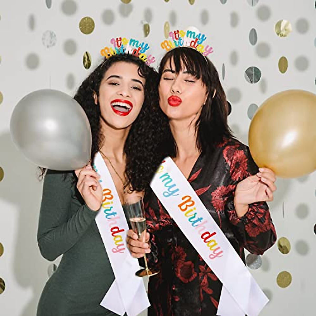 Chanaco Birthday Sash Birthday Girl Headband Set Birthday Crown Tiara Birthday Girl Sash Birthday Crowns for Women Happy Birthday Decorations Birthday Gifts for Women