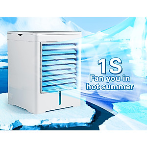 Portable Air Conditioners Fan, Evaporative Air Cooler with 3 Speeds 3 Timers, Personal Mini Air Cooler Touch Screen Desktop Cooling Fan with Large Water Tank for Home Room Office Camping Car