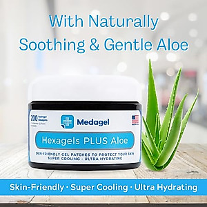 Medagel Hexagels Plus Aloe Vera - Hydrogel Pads Protection & Treatment | Blister Prevention | Instant Cooling and Soothing Relief of Skin Irritations | 200ct Hexagon Pads (Original Formula)