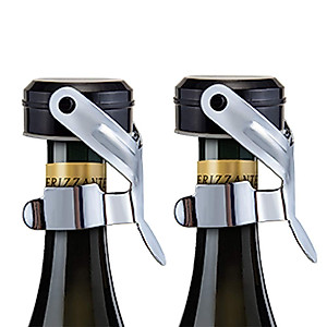 DIFENLUN Champagne Stopper, 2 Pack Stainless Steel Champagne Bottle Plug Sealer for Champagne, Cava, Prosecco and Sparkling Wine Stopper