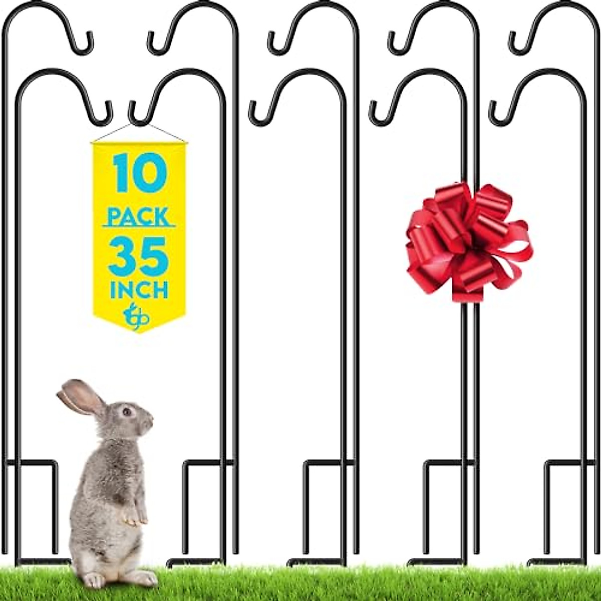 Shepherds Hooks for Outdoor, 10 Pack, 35 Inches Bird Feeder Pole, Hanging Plant Stand, Plant Hooks & Hangers, Shepherd Staff, Bird Feeder Stand, Plant Hanger & Bird Feeders Shepherds Hook for Garden