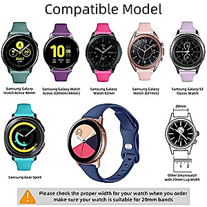 GEAK Compatible for Samsung Watch 4 Bands/Samsung Watch 5 Bands 40mm 44mm/Watch 5 Pro 45mm,20mm Soft Slim Silicone Replacement Band for Active 2 40mm/Galaxy Watch 4 5 Small Black/Navy/Plum/Pine Green