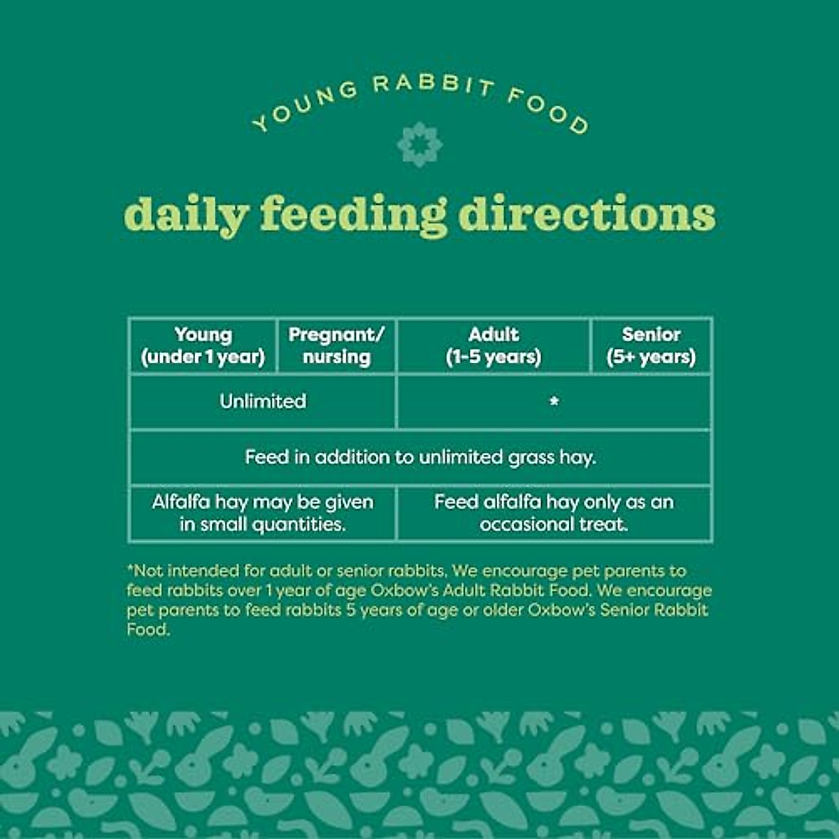 Oxbow Essentials Young Rabbit Food, All Natural Rabbit Pellets, High Energy & Calcium, Made in the USA, All Natural Vitamins & Minerals, Veterinarian Recommended, 5 lb