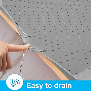 Dirza Under Sink Mat for Kitchen Waterproof 34" x 22" Flexible Silicone Under Sink Tray For Drips, Leaks, Spills,1" Height Hold up to 3.3 Gallons of Water Gray