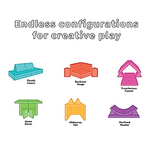 Yourigami Kids and Toddler Play Couch, Convertible Folding Sofa, Durable Foam Modular Design, Blue Lagoon