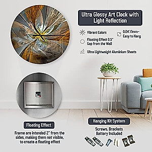 DesignQ 'Symmetrical Brown Fractal Flower ' Modern wall clock for Home Bedroom Bathroom Office Living Room Decoration