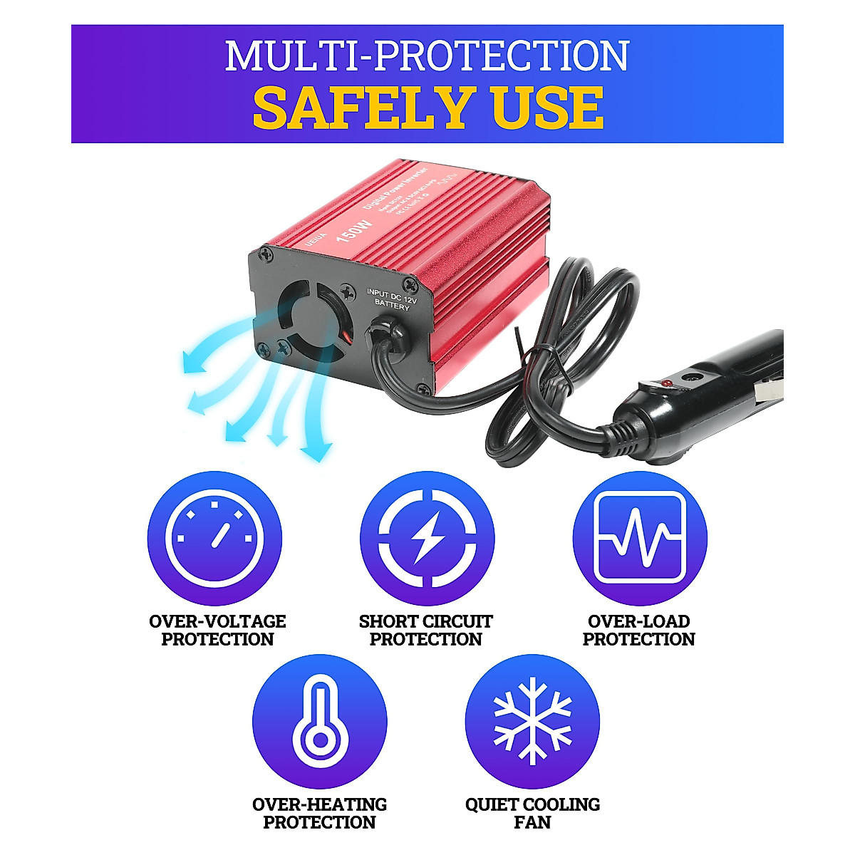 Zlirfy Car Inverter,Power Inverter,150W Car Power Inverter,Car to Outlet Adapter with USB+Type-C PD Dual Interface,Car Accessories Car Power Adapter,Car Plug Outlet Adapter