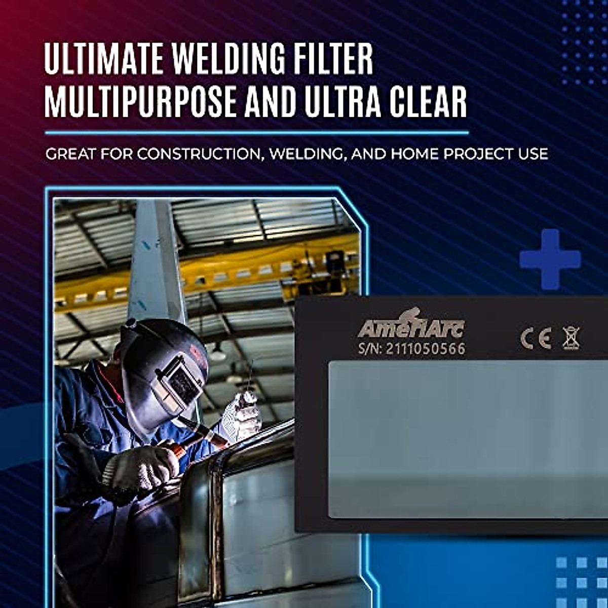 AmeriArc Auto-Darkening Welding Filter For Mask 2x4 - Shade 10, Filtering Lens Fits Most Helmets and Pipeliner Hood