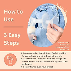 BeauGen Breast Pump Cushion 2.0 – Breast Pump Sizing Insert for Flange Comfort & Fit – Soft, Stretchy, Clear Breast Pump Accessory – BPA Free, Food Safe – Compatible with Flange Sizes 21-28mm (1 Pair)