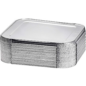 LUCKMETA 21" x 13 ” Aluminum Foil Pans With Lids (20 Pack), Full-Size Deep Steam Pan and Oven Buffet Trays, Food Containers for Catering, Baking, Roasting & Reheating, Recyclable