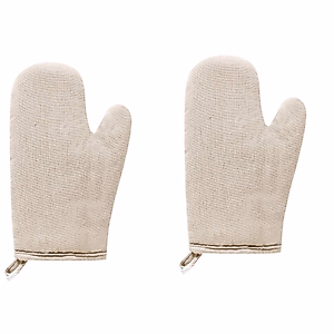 Cotton Oven Glove Heatproof Mitten,Kitchen Cooking Baking Tool Cotton Oven Glove Thicken Non-Slip Glove for Cooking,Baking,1Pair (Beige)