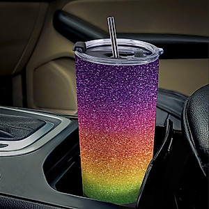 20 Oz Coffee Travel Tumbler Insulated Coffee Mug with Leakproof Lid Color Glitter Double Wall Vacuum Insulated Tumbler for Coffee Tea & Drinks Fit in Car Cup Holder BPA Free Ideal for Work Driving