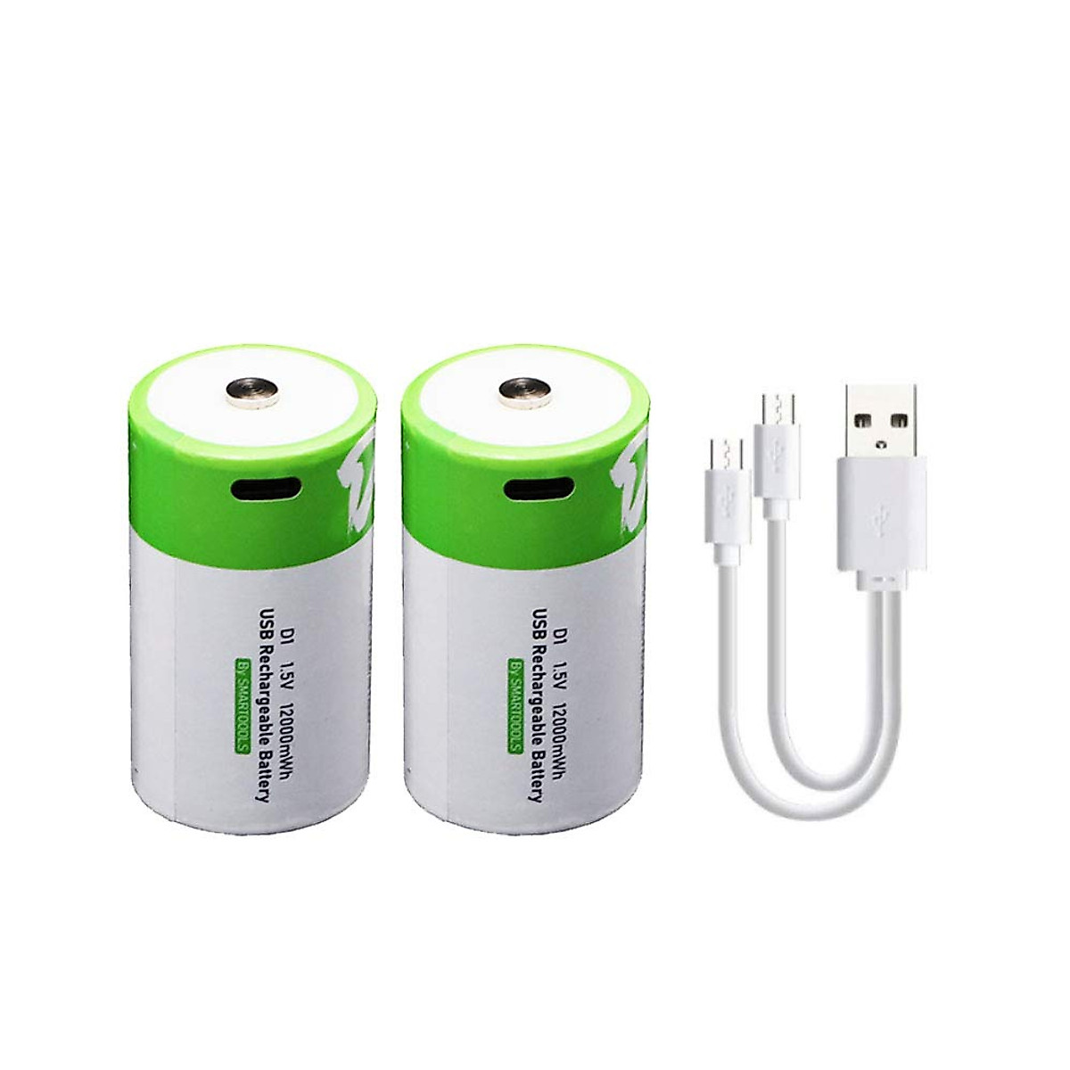 Lankoo USB D Lithium ion Rechargeable Battery, High Capacity 1.5V 12000mWh Rechargeable D Battery, 4 H Fast Charge, 1200 Cycle with Type C Port Cable, Constant Output,2-Pack