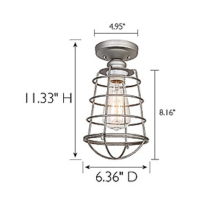 Design House 519686 Ajax 1 Light Semi Flush Mount Ceiling Light, Galvanized Steel Finish