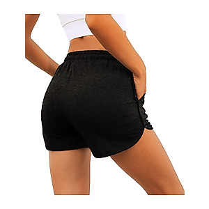 Aloodor Workout Shorts for Women Back to School Running Athletic Shorts Black M