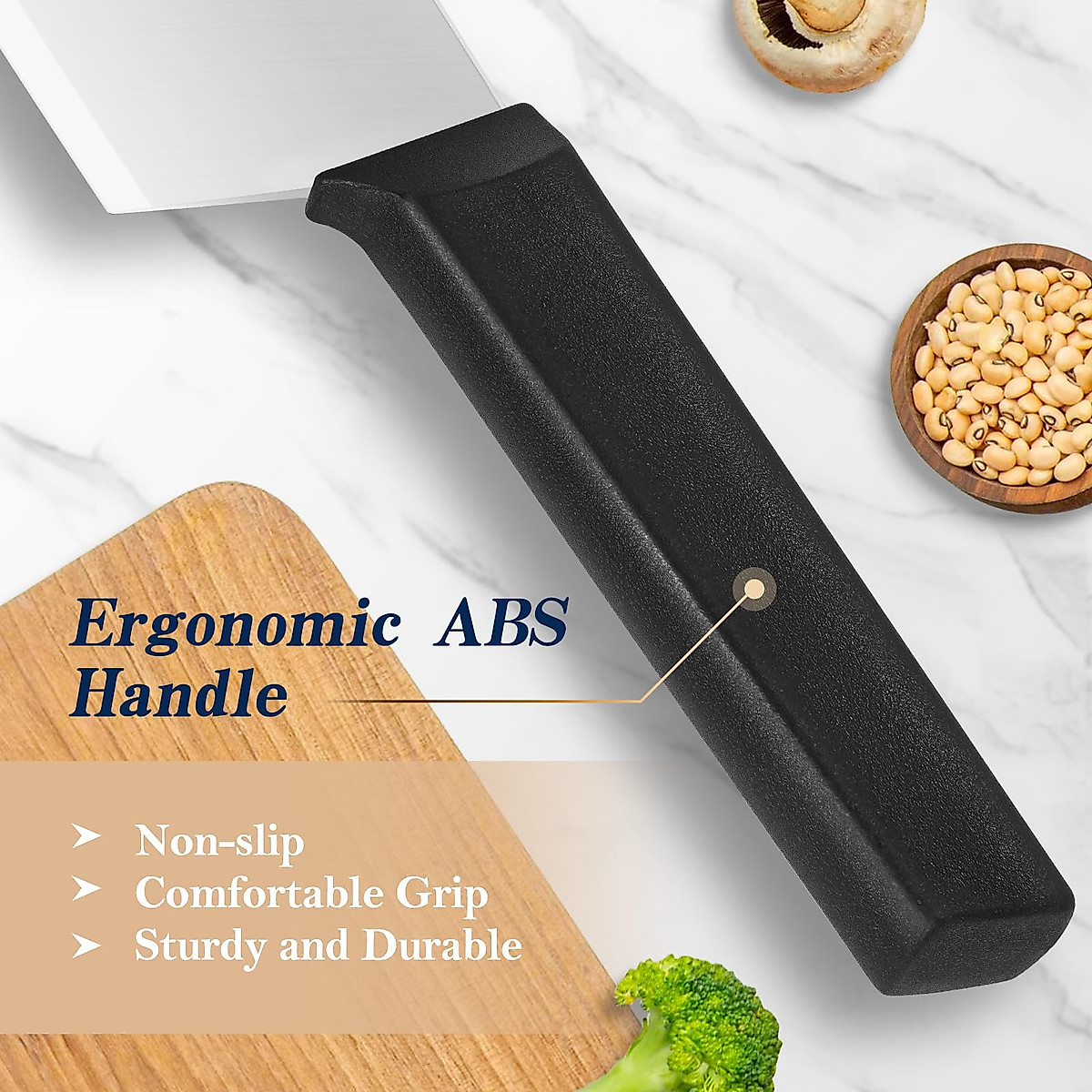 BOAMLONA Meat Cleaver Knife 7 inch Vegetable Knife 9Cr18Mov High Carbon Steel Kitchen Chopping Knife Cutting Knife - All purpose - Ultra Sharp, Thin, Light - Dishwasher Safe - with Gift Box