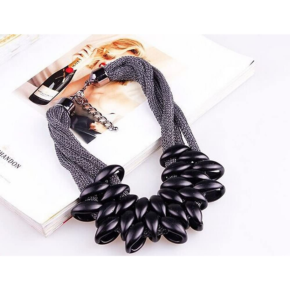 Bib Necklace for Women,Gold and Black Chunky Layered Choker Necklace,African Statement Fashion Collar Necklace Jewelry Gifts