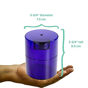 Tightvac - 1/2 oz to 3 ounce Airtight Multi-Use Vacuum Seal Portable Storage Container for Dry Goods, Food, and Herbs - Blue Tint