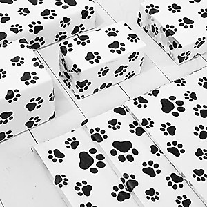 Whaline 100 Sheet Pet Paw Print Tissue Paper White Black Wrapping Paper 14 x 20in Cute Gift Wrapping Tissue Paper Dog Paw Art Paper Crafts for Pet Treat Party Favors DIY Decoration