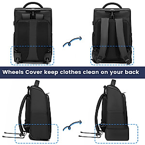 GOTECH Rolling Backpack, Waterproof Backpack with Wheels for Business College Student Commuter, Carry on Backpack with Laptop Compartment, Fit 15.6/17 Inch Laptop, Wheeled Backpack for Adults
