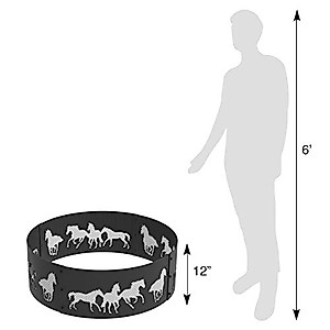 Blue Sky Outdoor Living FR36HRS01 36" Round Fire Ring Horse Design Bonfire Liner, Black