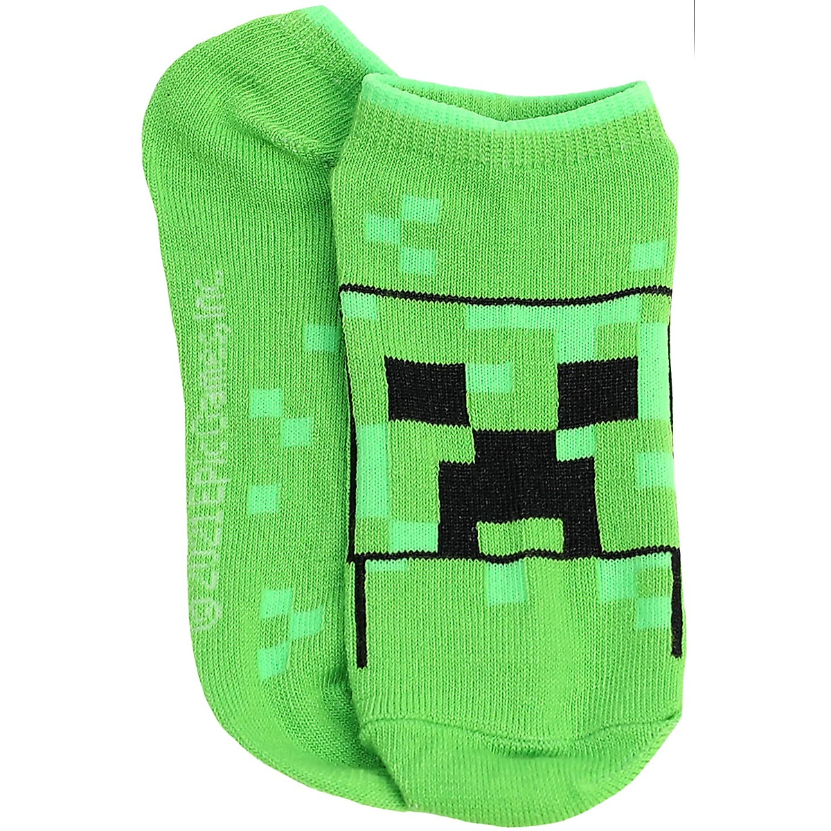 Minecraft Boys' Low Cut Socks, 6 Pair Pack, Green, Medium