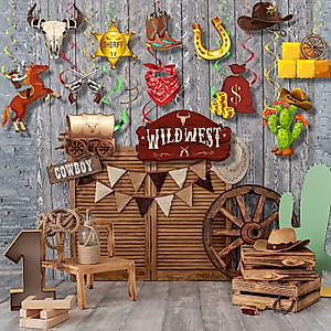 55 Pcs West Cowboy Themed Party Decoration Wild Western Theme Party Hanging Swirl Supplies Western Cowgirl Party Hanging Decorations for Kids Birthday Party Western Wild Cowboy Party Favors (Cowboy)