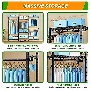KnnJe Garment Rack Heavy Duty Clothes Rack Clothes Racks for Hanging Clothes, S7 + S60
