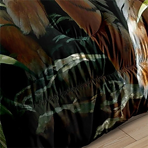Ydtwnyq Tiger Bedding Set King, Dark Green Comforter Set, Tropical Plants Wildlife Animal Tiger Comforter Set Quilt Cover with 2 Pillowcases for Kids Teens Adults